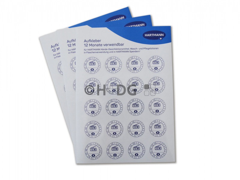 Prüfplakette Anbruchdatum, Hartmann 12 Monate, 10 Bögen | H+DG