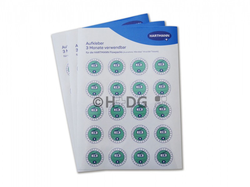 Prüfplakette Anbruchdatum, Hartmann 3 Monate, 10 Bögen | H+DG